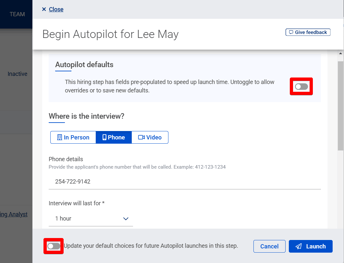 Using Autopilot Defaults